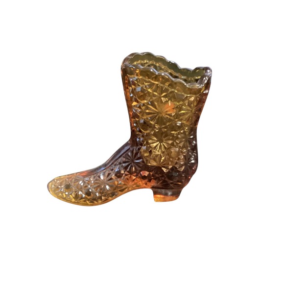 Fenton | Accents | Vintage Indiana Glass Amber Carnival Glass Boot Shoe ...